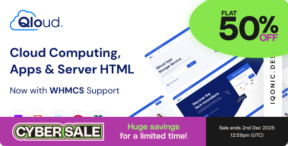 Cloud Computing Apps and Server HTML WHMCS Vue and Angular Template | Qloud