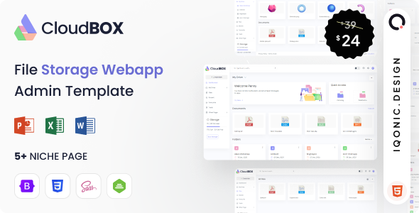 VueJS HTML File Storage Admin Dashboard Template | CloudBox | Iqonic D