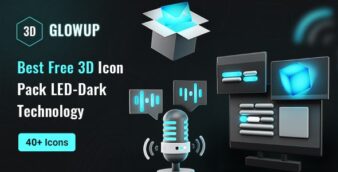Unique and Best Free 3D Icon LED-Dark Technology Pack | iqonic Design