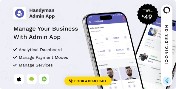 Handyman Admin App Add-on | Iqonic Design