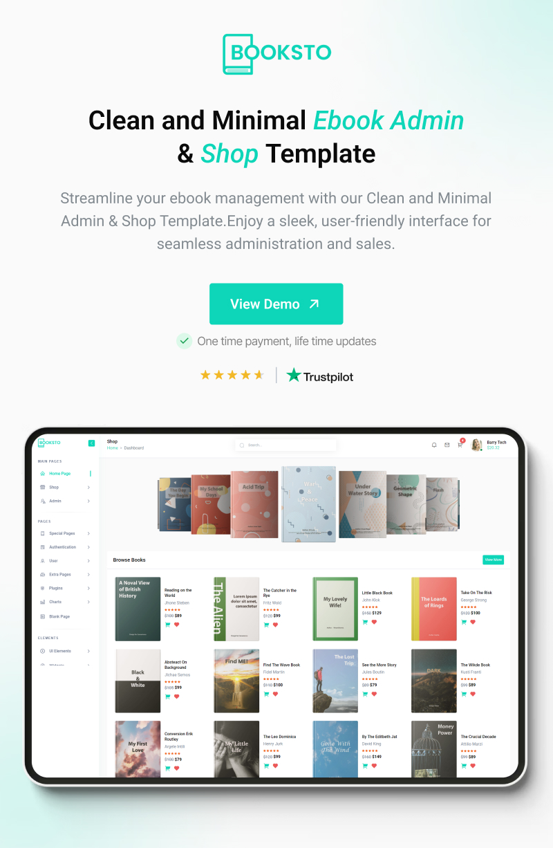 VueJS HTML Minimal Ebook Admin and Shop Template | BookSto