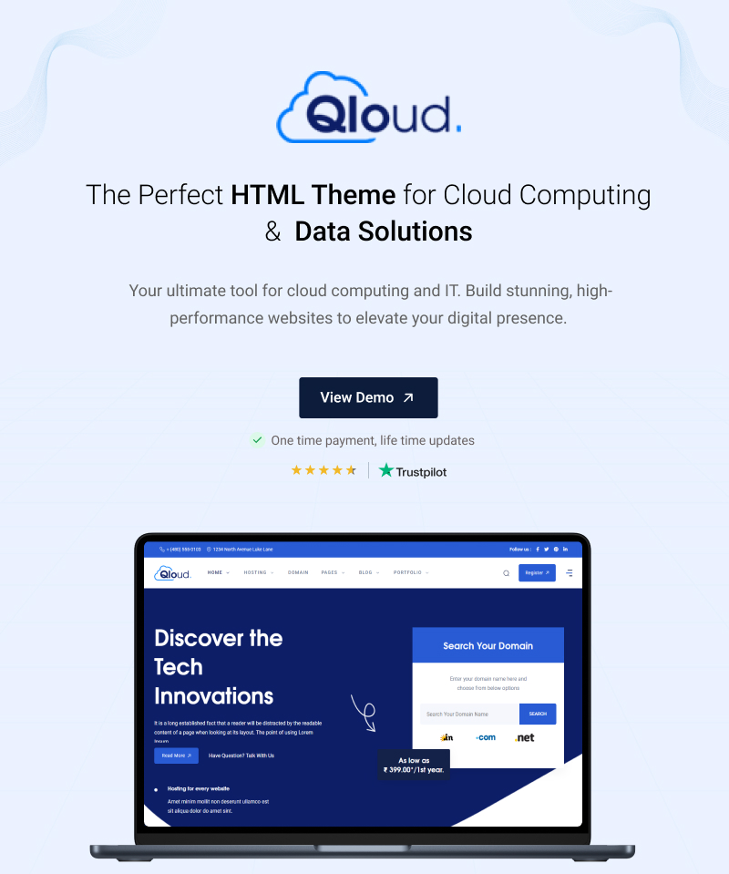 Cloud Computing Apps and Server HTML WHMCS Vue and Angular Template | Qloud